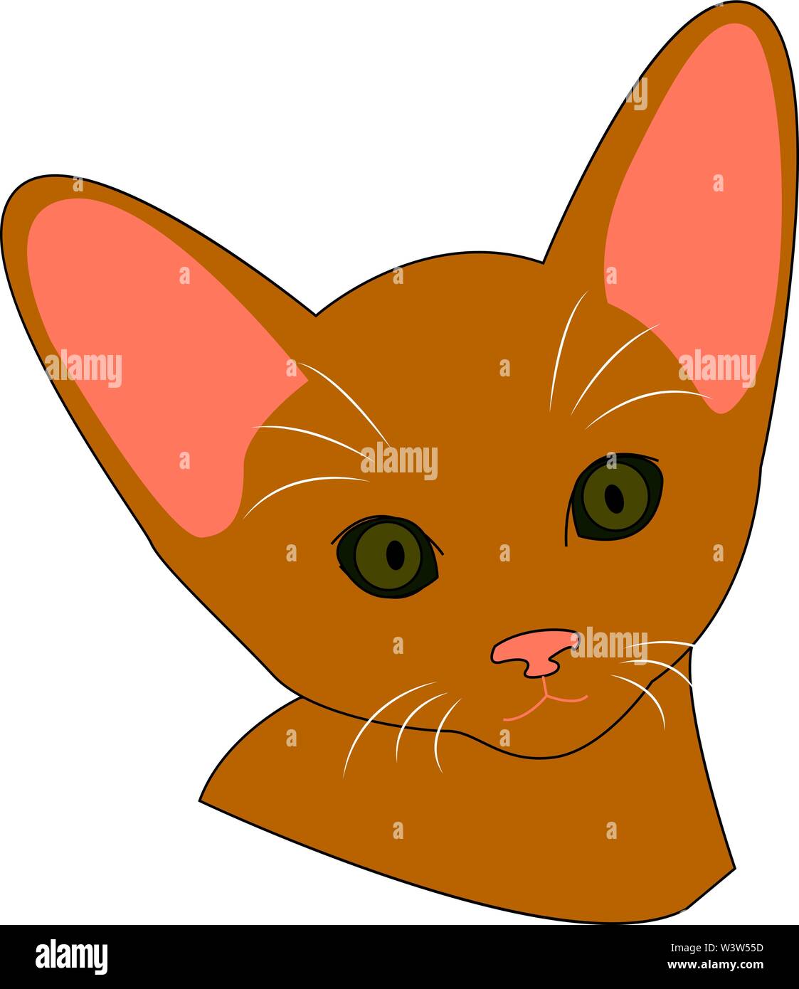 Brown kitty, illustration, vector on white background Stock Vector ...