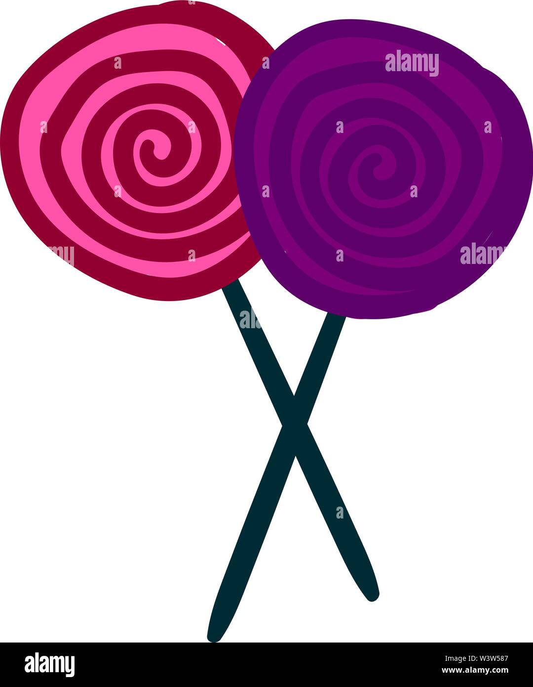 Pink and purple lollipop, illustration, vector on white background ...
