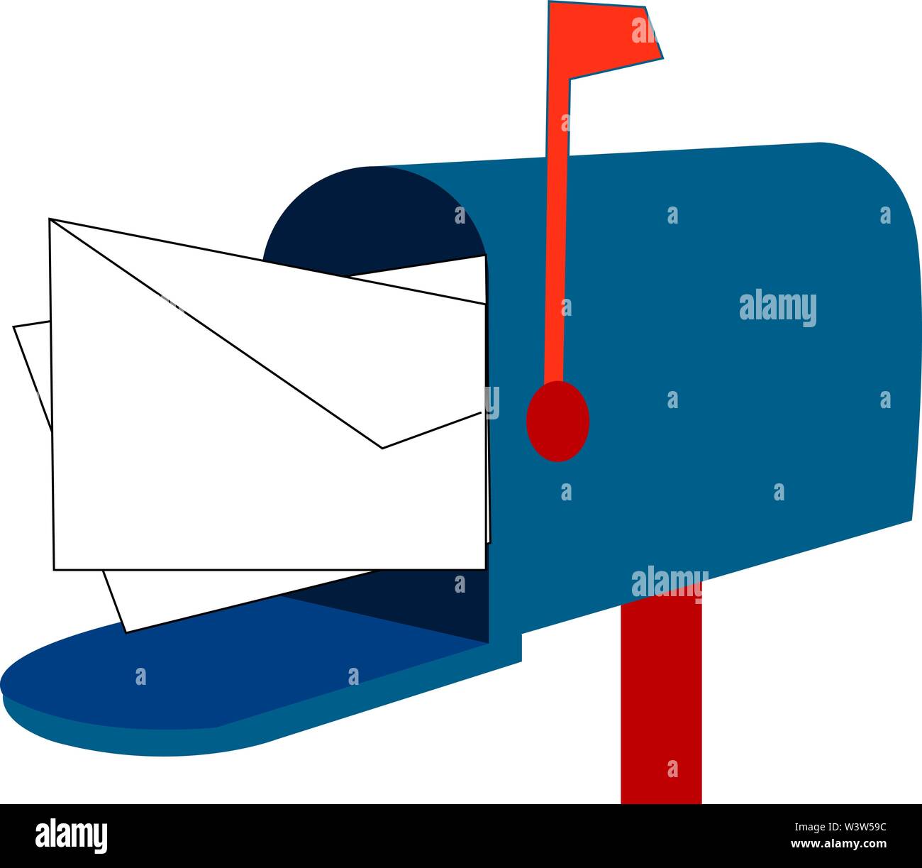 Blue mail box, illustration, vector on white background Stock Vector ...