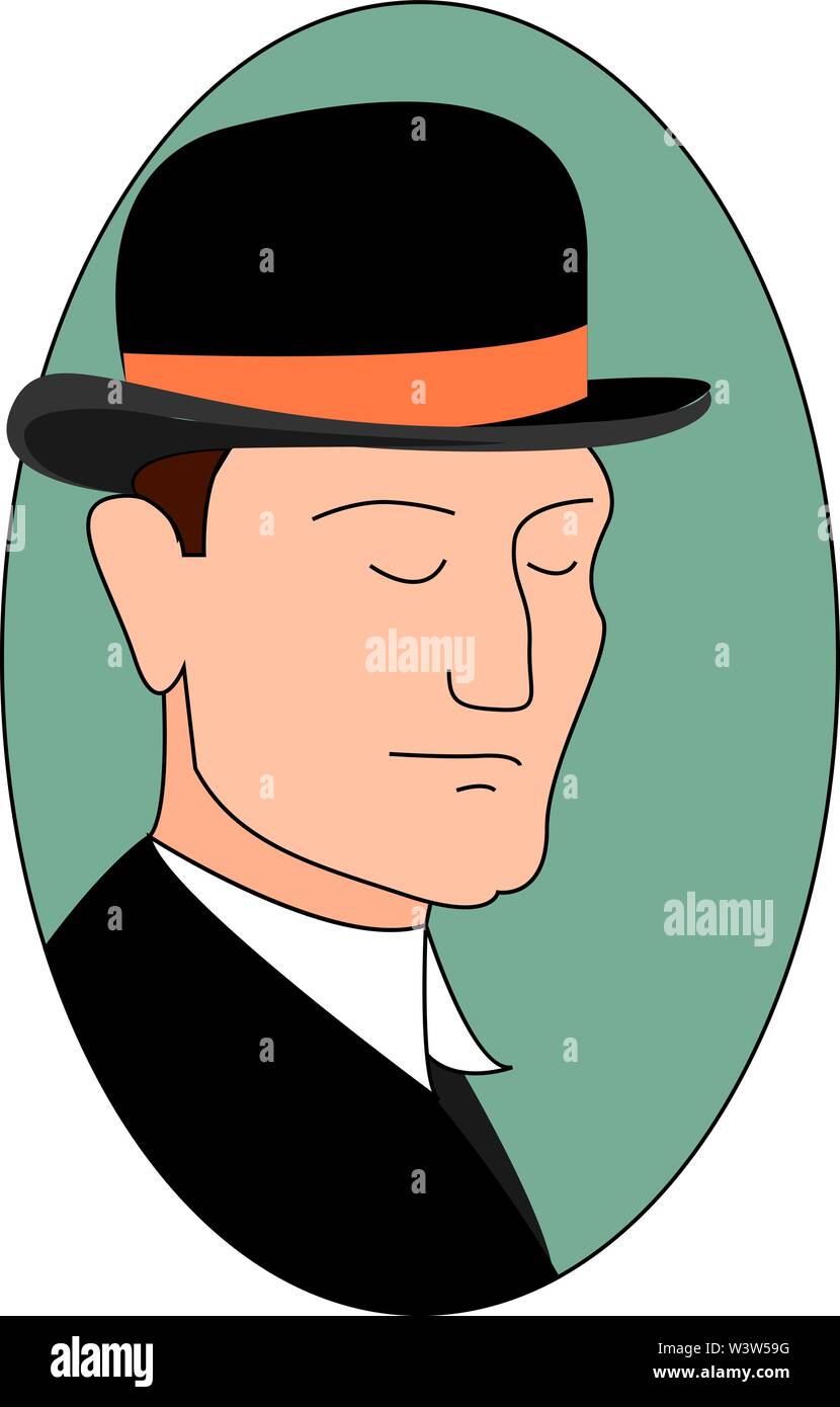 Man with hat, illustration, vector on white background Stock Vector ...