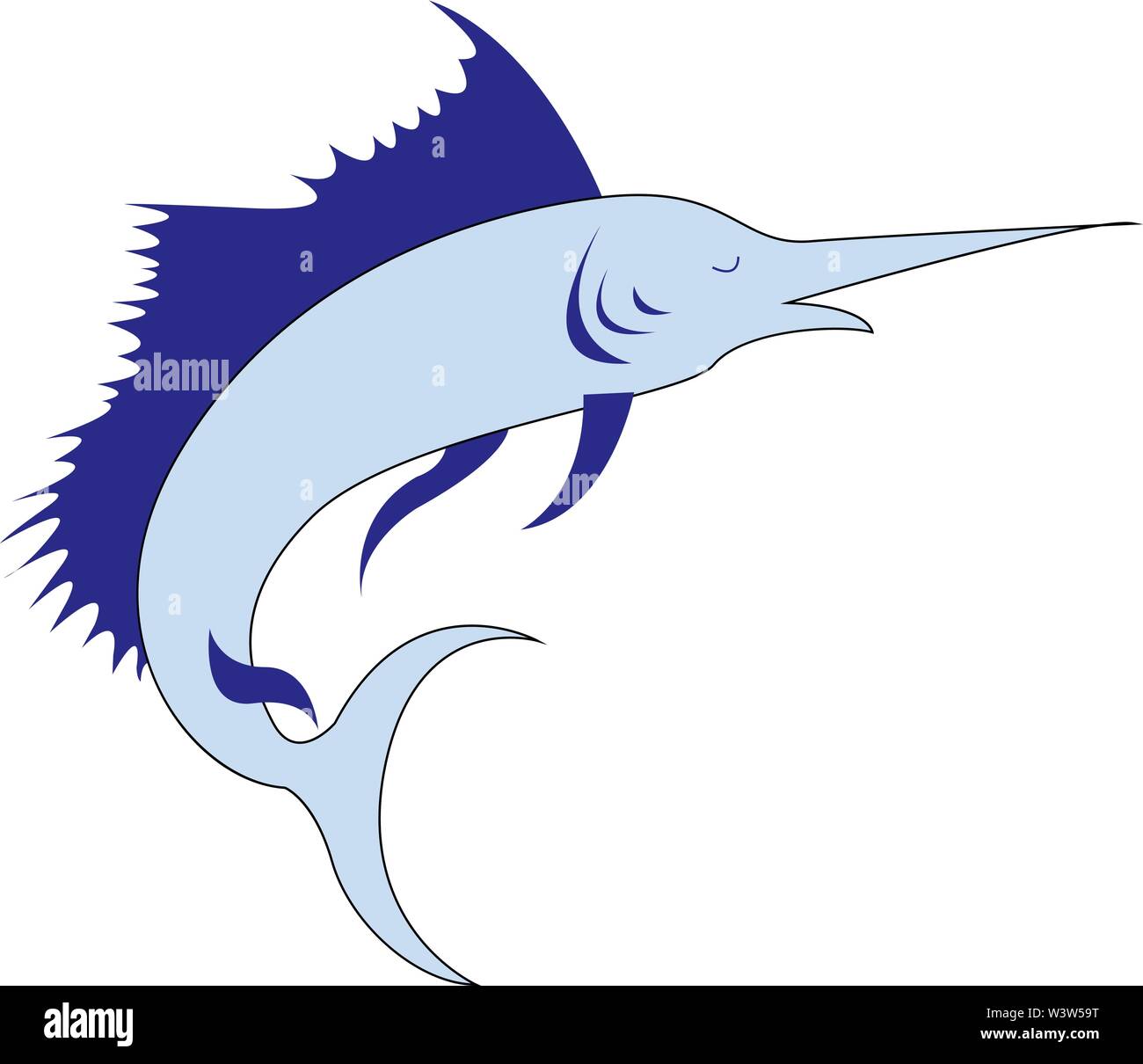 Big marlin, illustration, vector on white background Stock Vector Image ...
