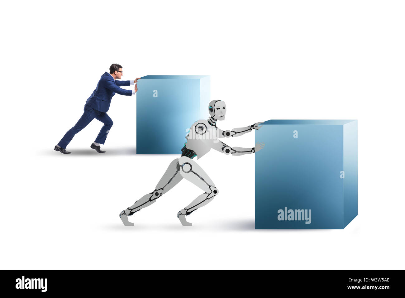 The concept of competition between robots and humans Stock Photo - Alamy