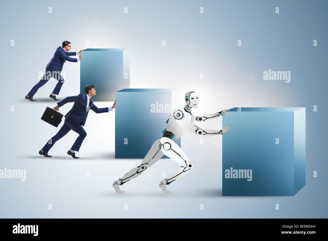 The concept of competition between robots and humans Stock Photo - Alamy