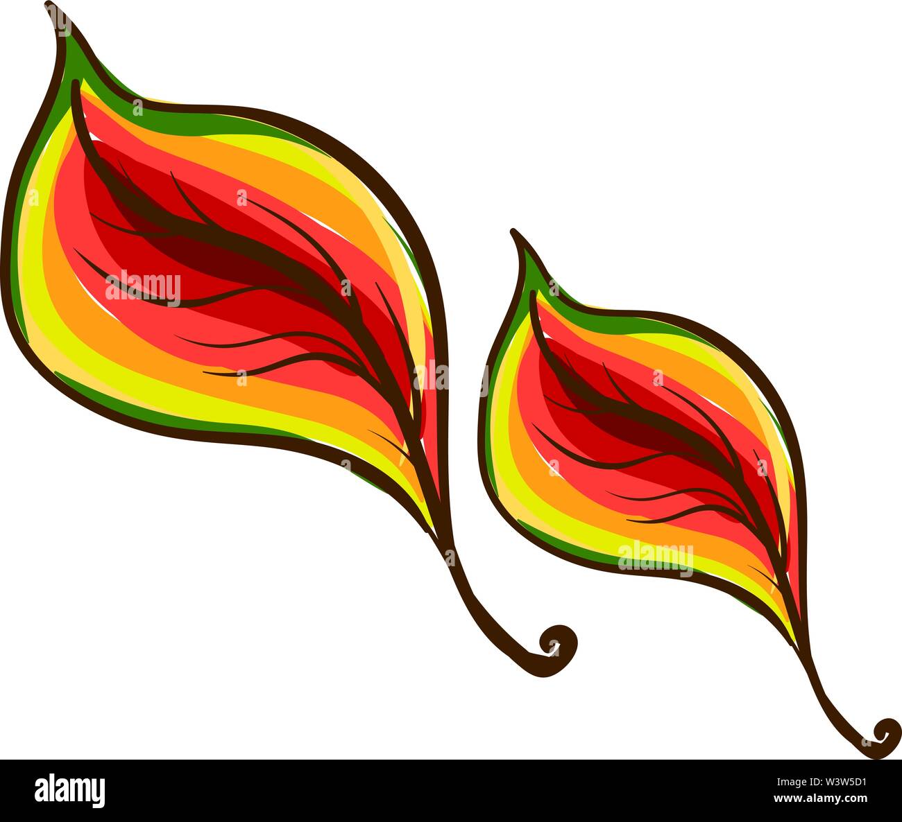 Multicolor tree leaves, illustration, vector on white background Stock ...