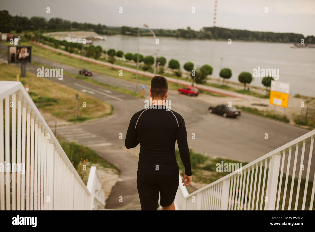 Athletic Man Doing Running Exercise Stock Photo - Alamy