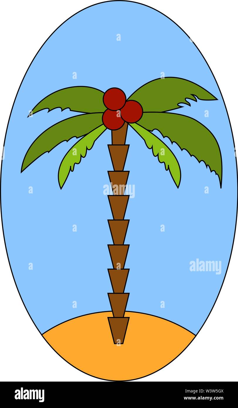 Drawing Of Coconut Tree With Colour
