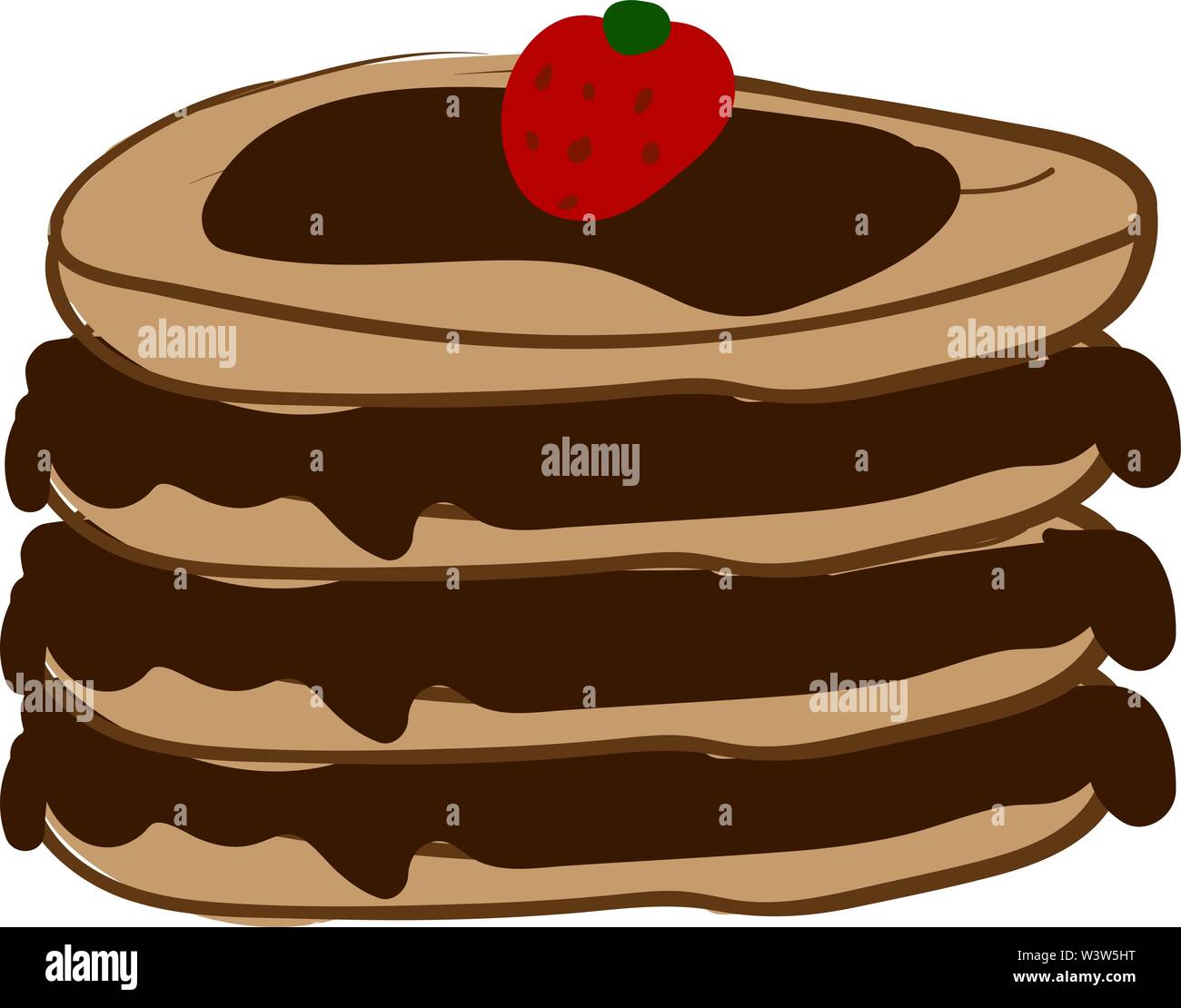Pancake with strawberry, illustration, vector on white background Stock ...