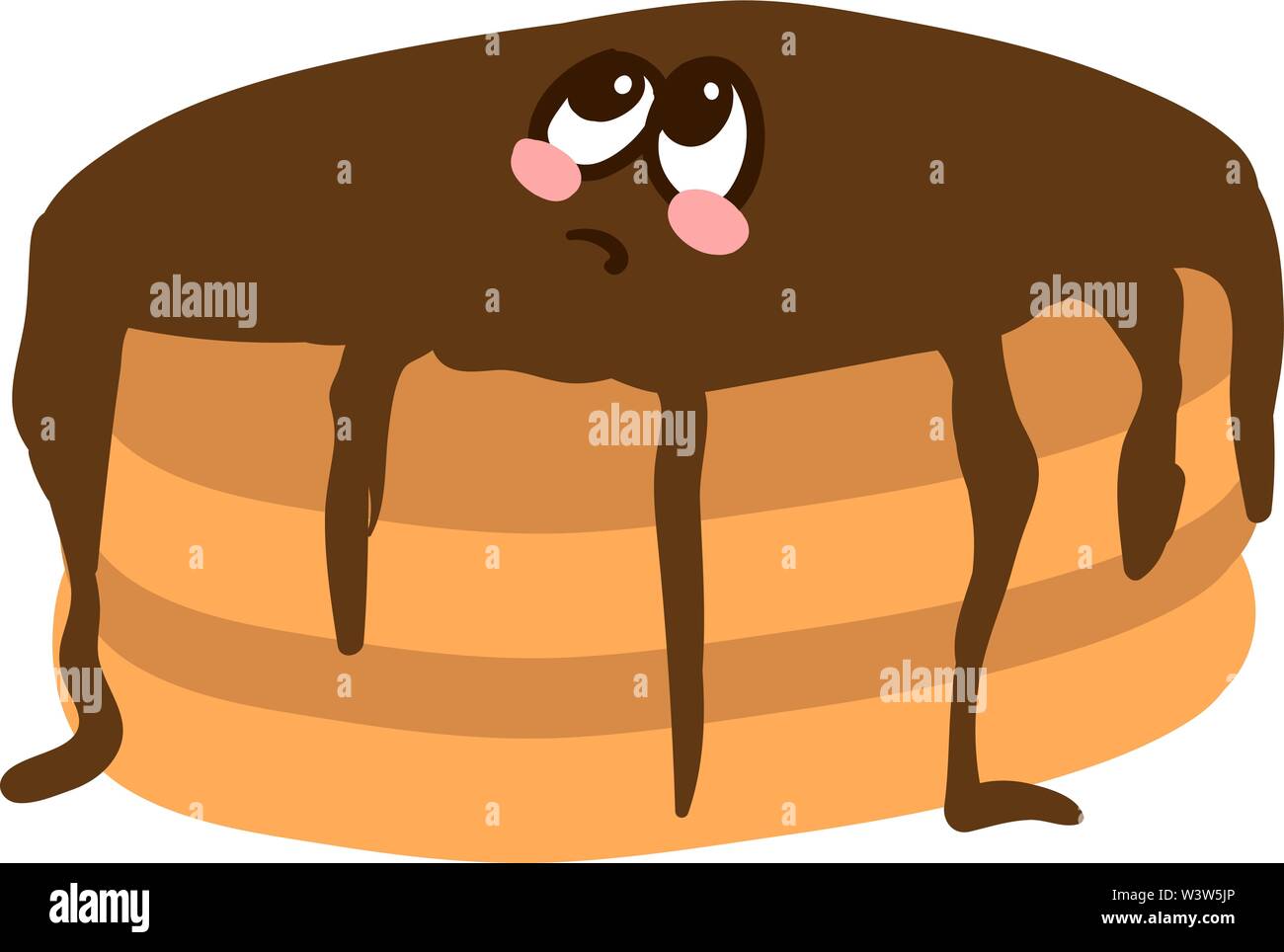 Sad pancake, illustration, vector on white background Stock Vector ...