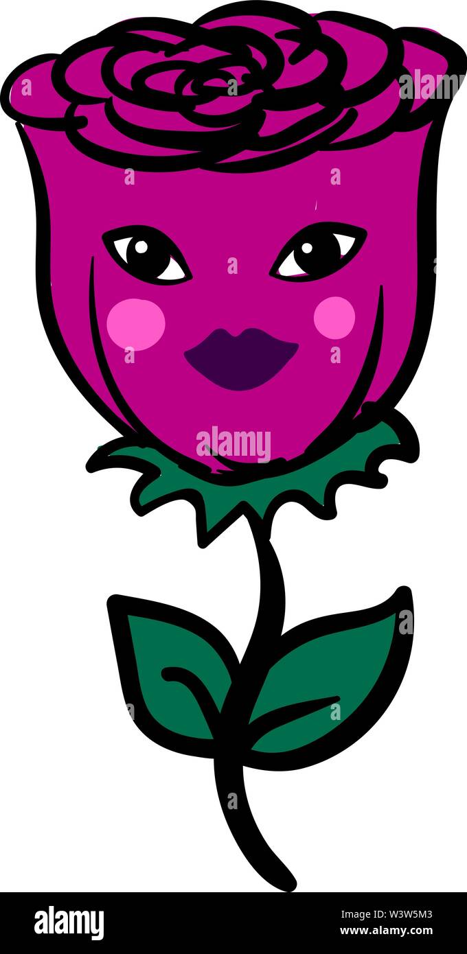 Cute pink rose, illustration, vector on white background Stock Vector ...