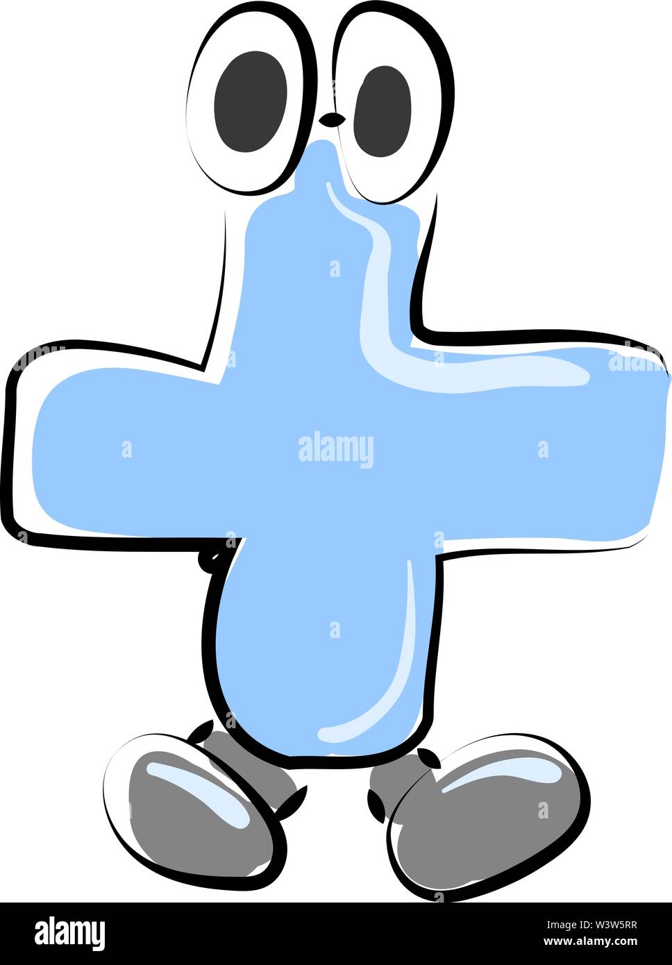 Blue plus with eyes, illustration, vector on white background Stock ...