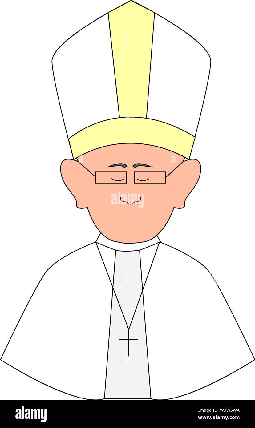 Happy pope with glasses, illustration, vector on white background Stock ...