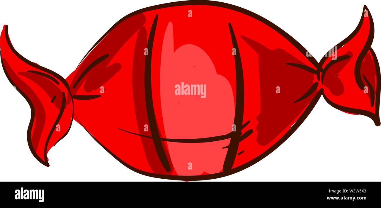 Red wrapped candy, illustration, vector on white background Stock ...
