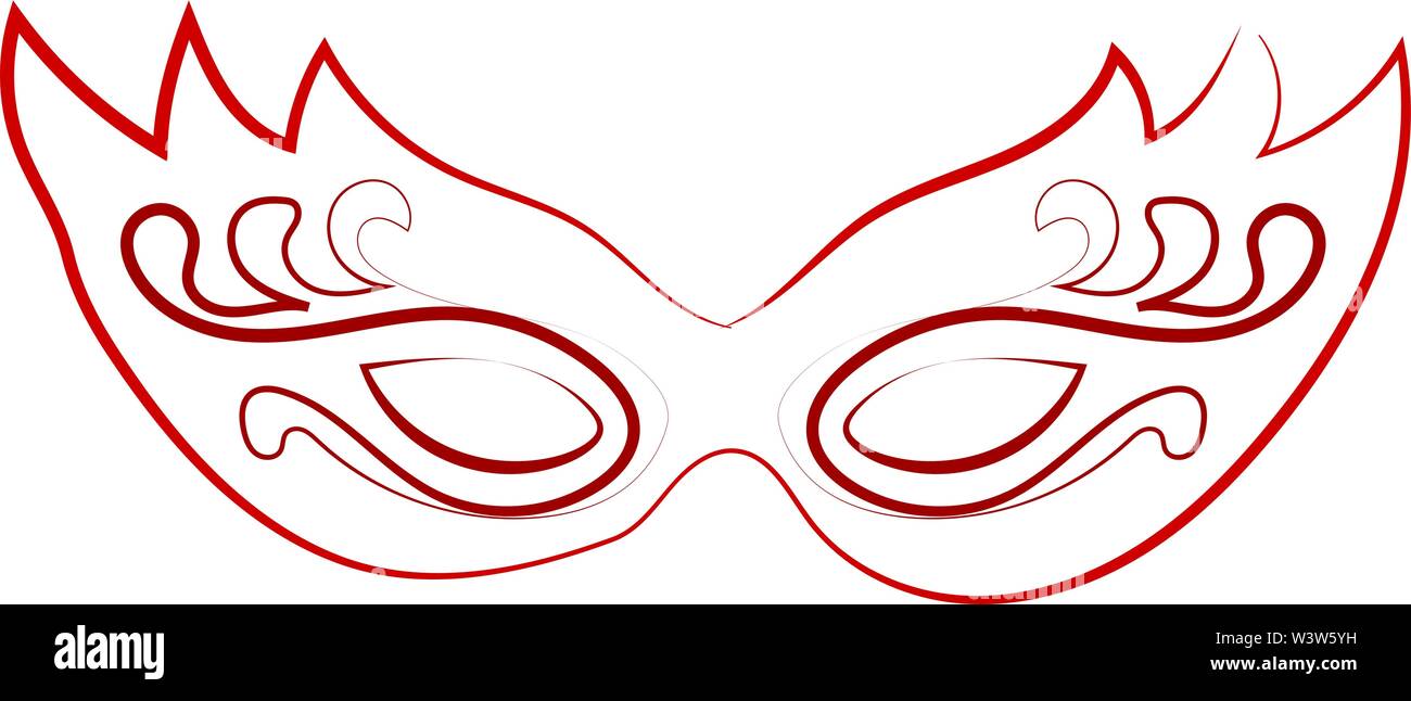 Red mask drawing, illustration, vector on white background Stock Vector ...
