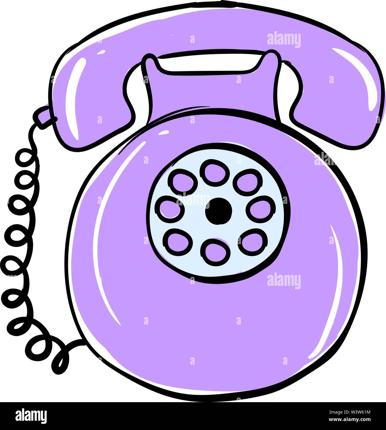 Purple retro telephone, illustration, vector on white background Stock ...