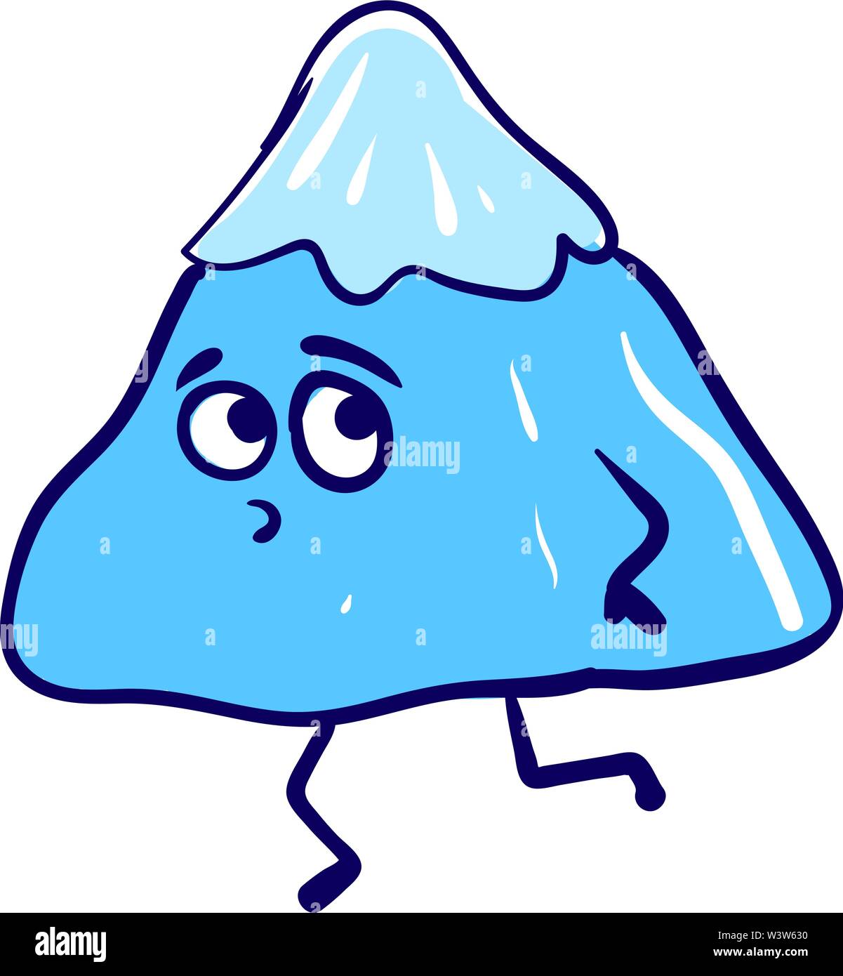 Running mountain with eyes, illustration, vector on white background ...