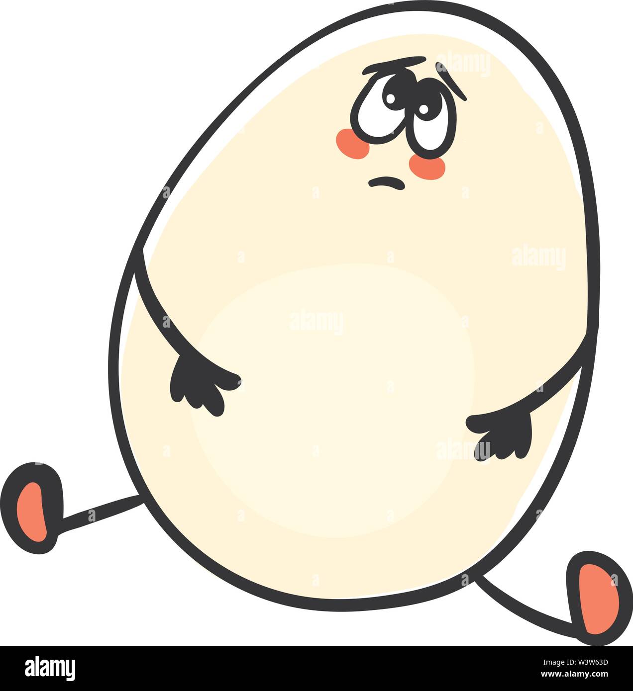 Sad chicken egg, illustration, vector on white background Stock Vector ...
