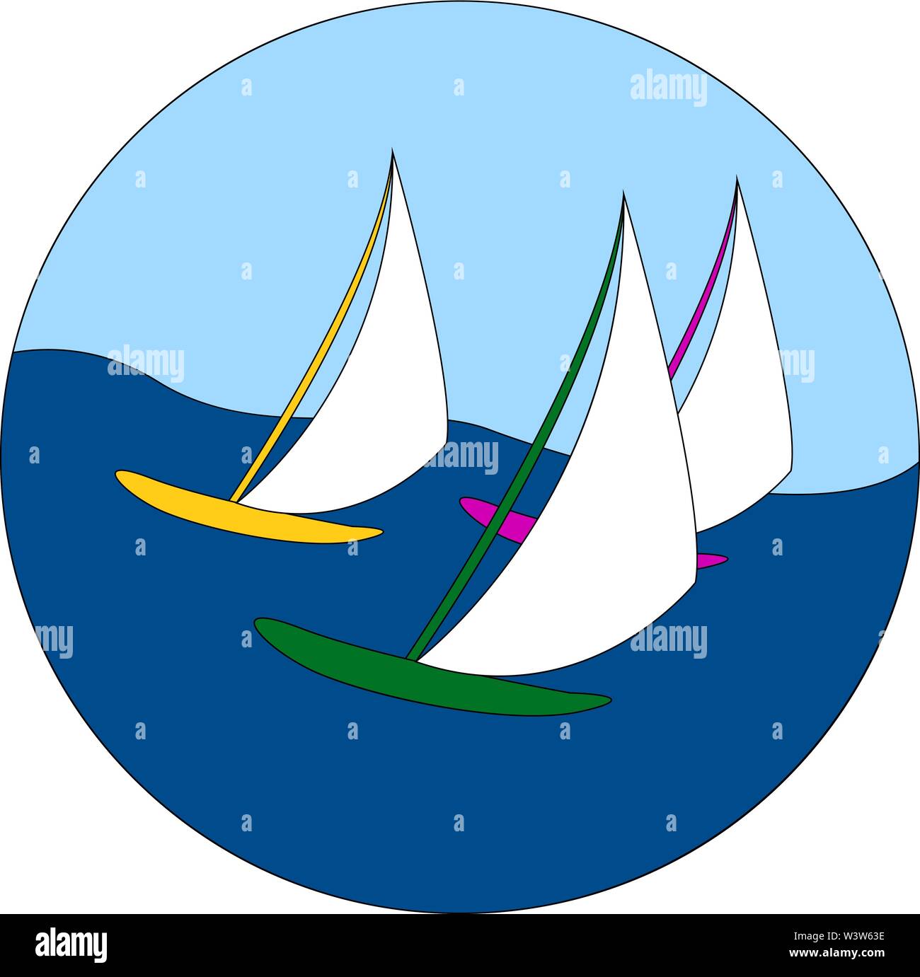 Sailing boats, illustration, vector on white background Stock Vector ...