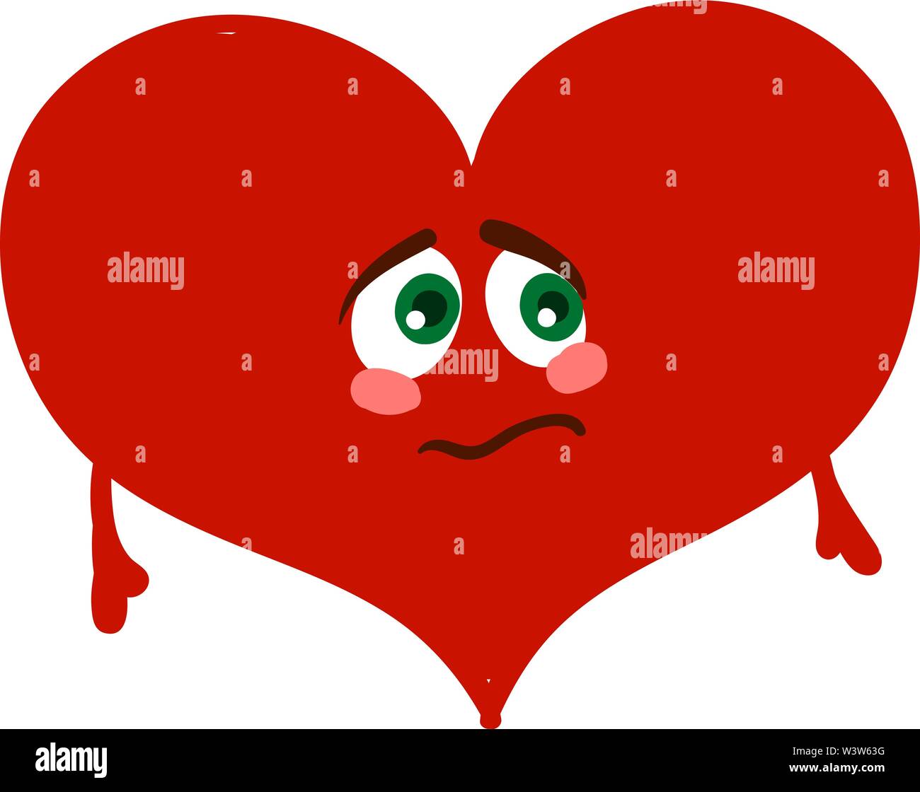 Sad red heart, illustration, vector on white background Stock Vector ...