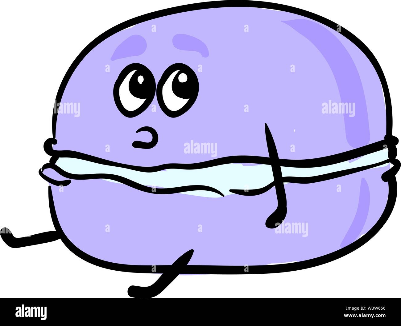 Scared purple macaron, illustration, vector on white background Stock ...
