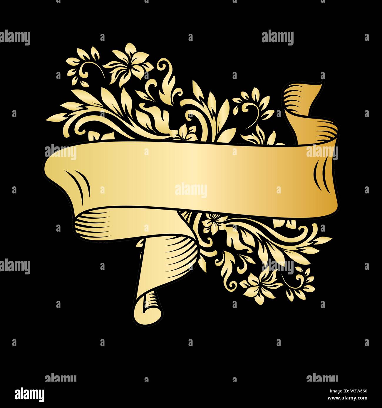 Golden page decoration element. Gold ribbon with acanthus. Royal or ...