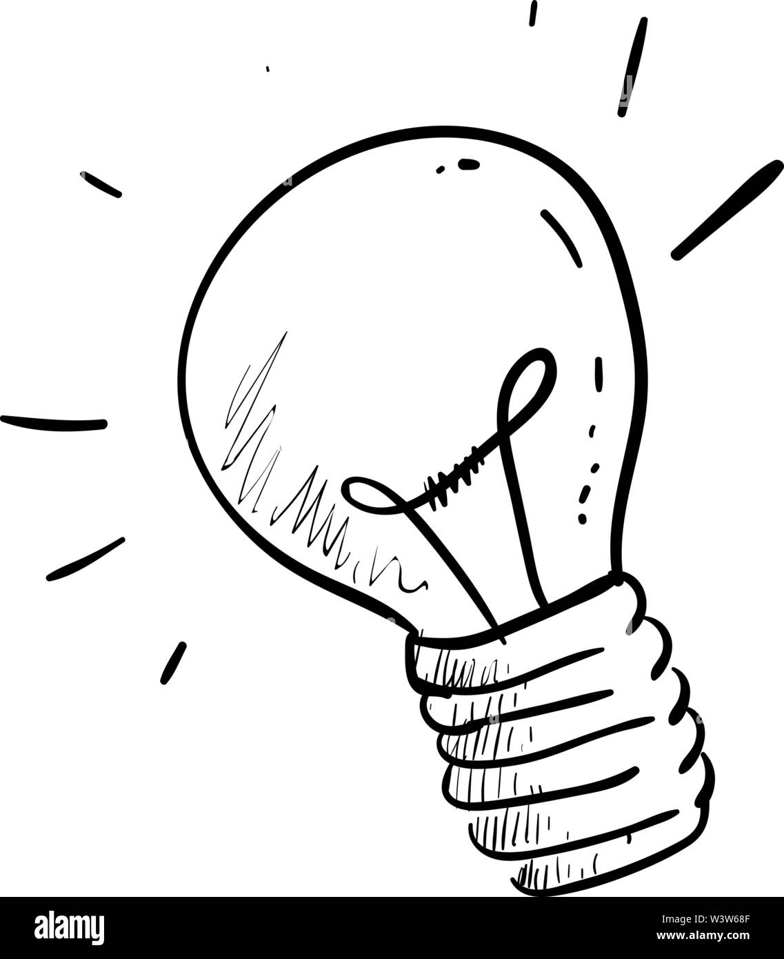 Lighting bulb drawing, illustration, vector on white background Stock ...