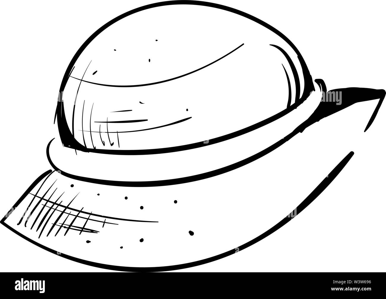 Woman hat drawing, illustration, vector on white background Stock ...