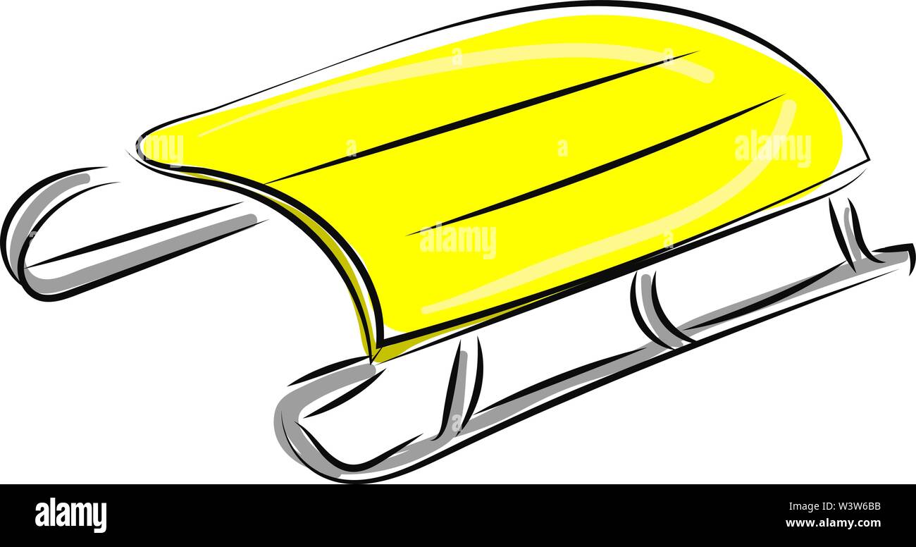 Yellow winter sled, illustration, vector on white background Stock ...