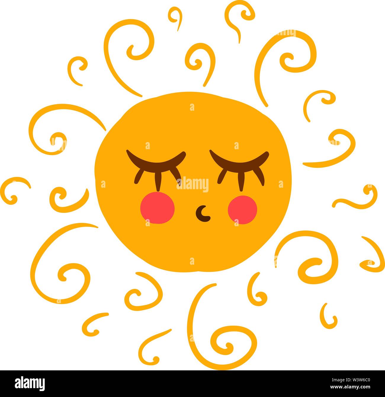 Sleeping sun, illustration, vector on white background Stock Vector ...