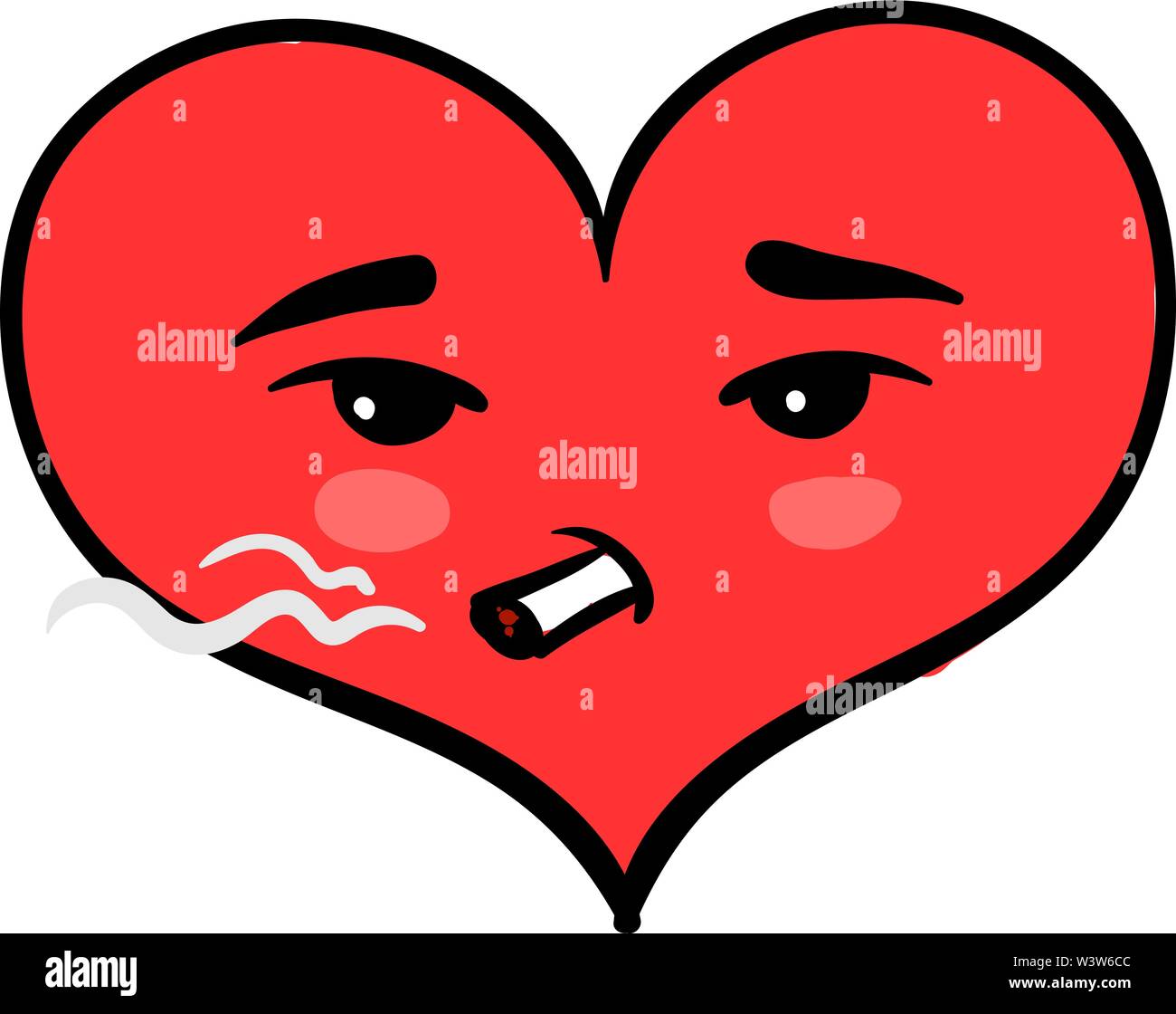 Smoking red heart, illustration, vector on white background Stock ...