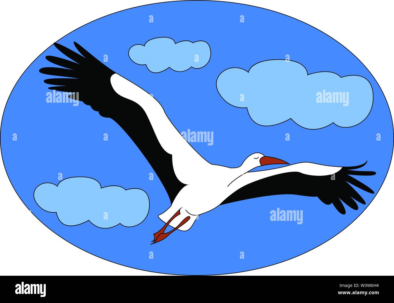 Flying stork, illustration, vector on white background Stock Vector ...