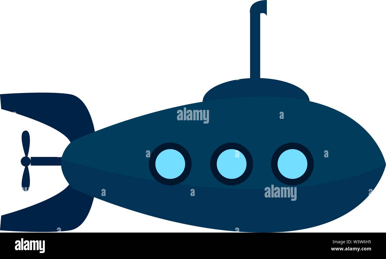 Blue submarine, illustration, vector on white background Stock Vector ...