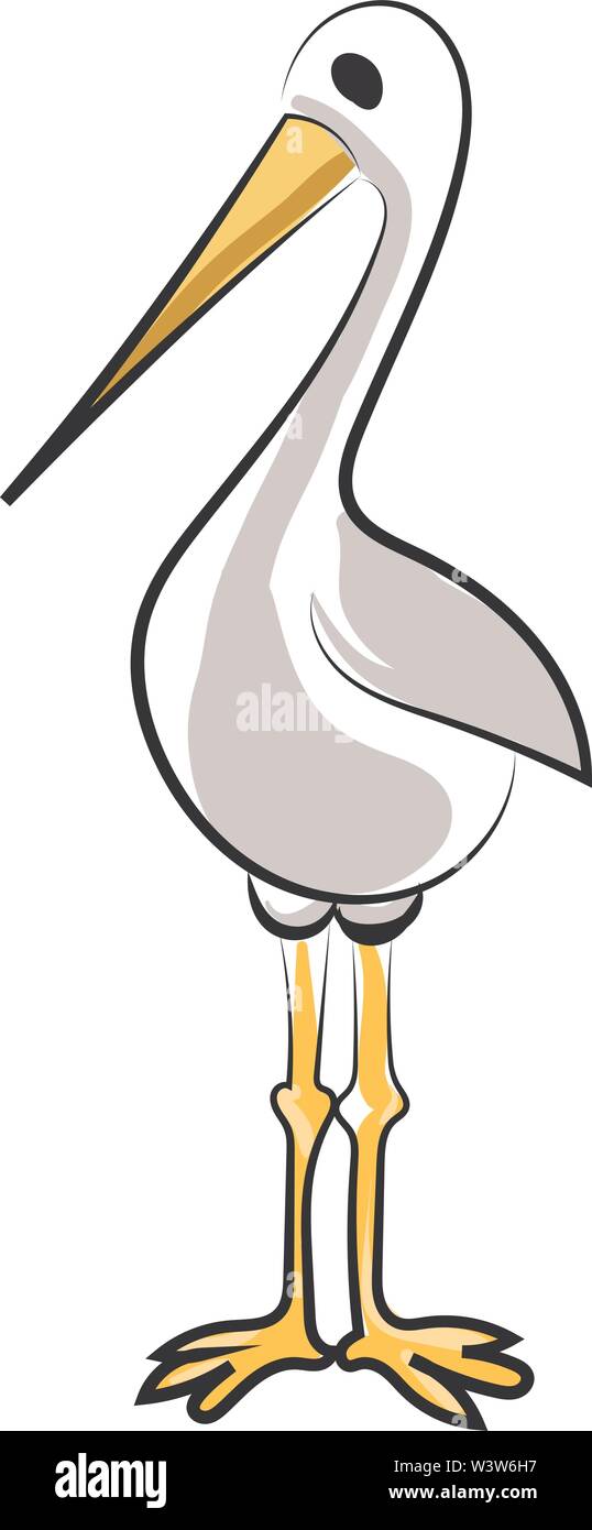 Standing stork, illustration, vector on white background Stock Vector ...