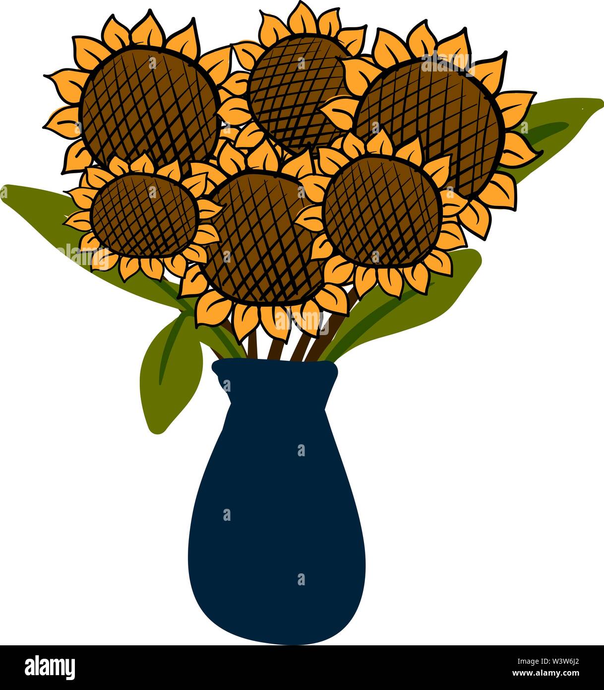 Single sunflower in yellow vase Stock Vector Images - Alamy