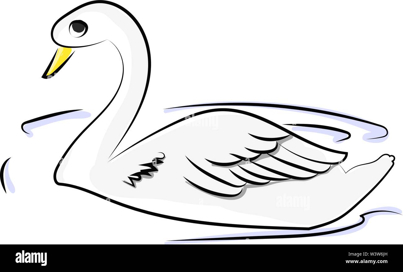 White swan on lake nature Stock Vector Images - Alamy