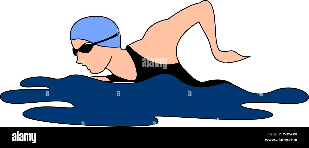 Swimmer in water, illustration, vector on white background Stock Vector ...