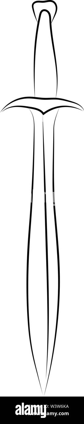 Medival sword drawing, illustration, vector on white background Stock ...