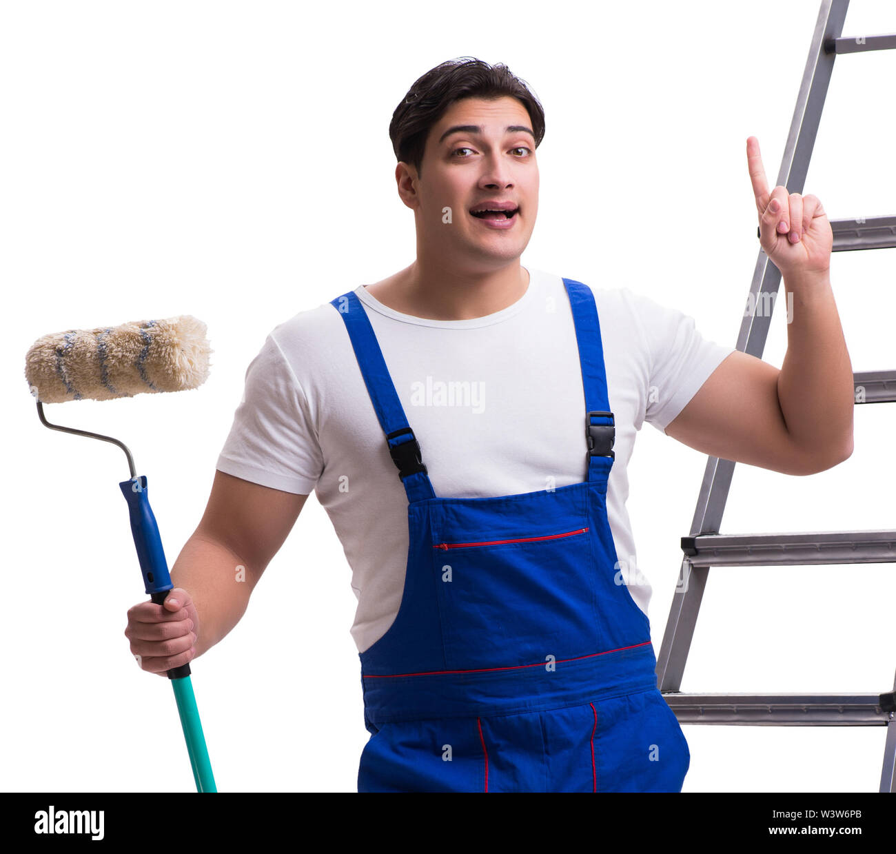 The young painter contractor isolated on white background Stock Photo ...