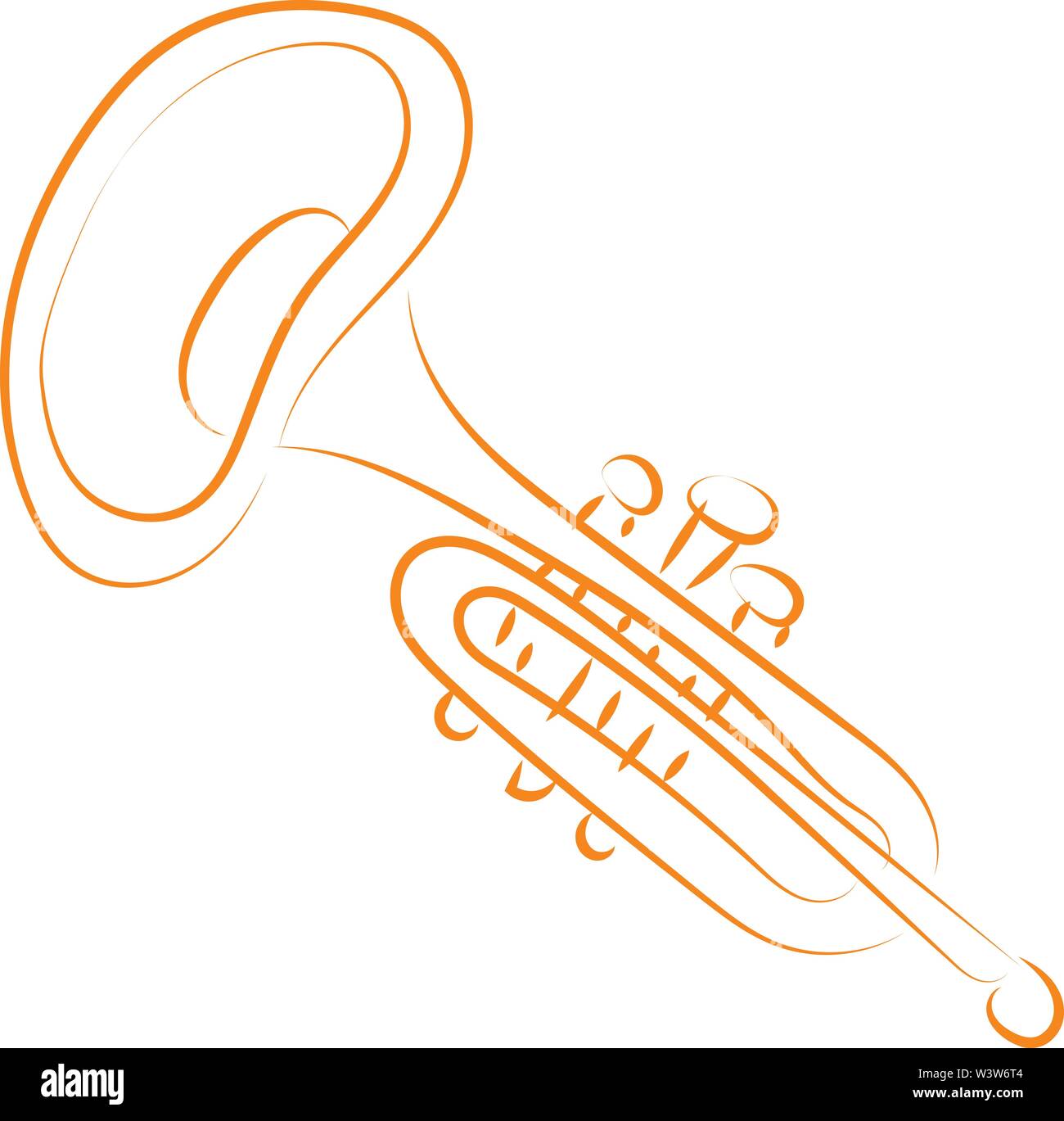 Trumpet drawing, illustration, vector on white background Stock Vector ...
