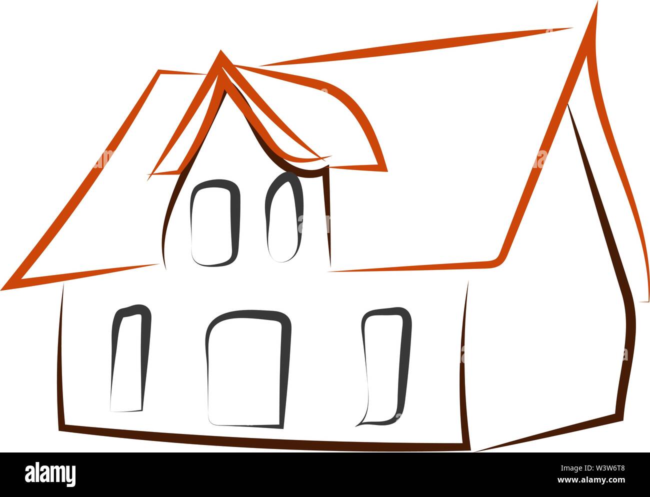 House drawing, illustration, vector on white background Stock Vector ...