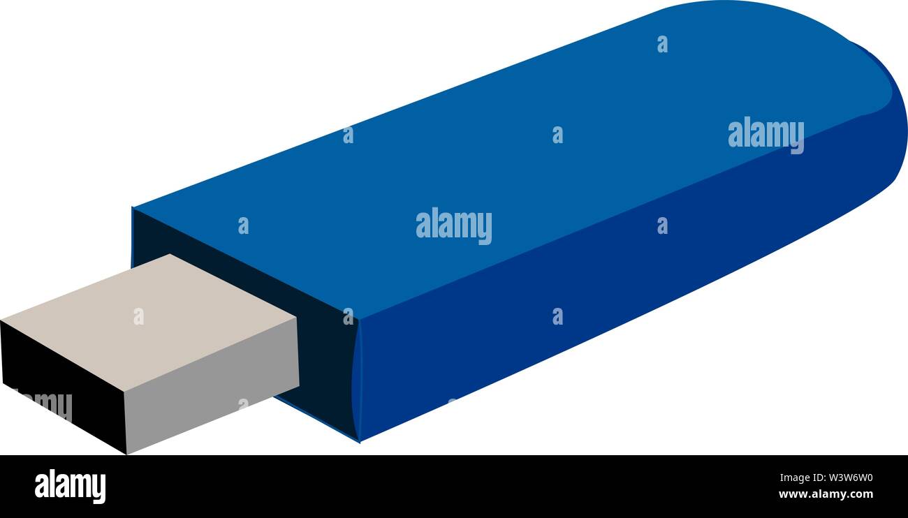 Blue USB drive, illustration, vector on white background Stock Vector ...