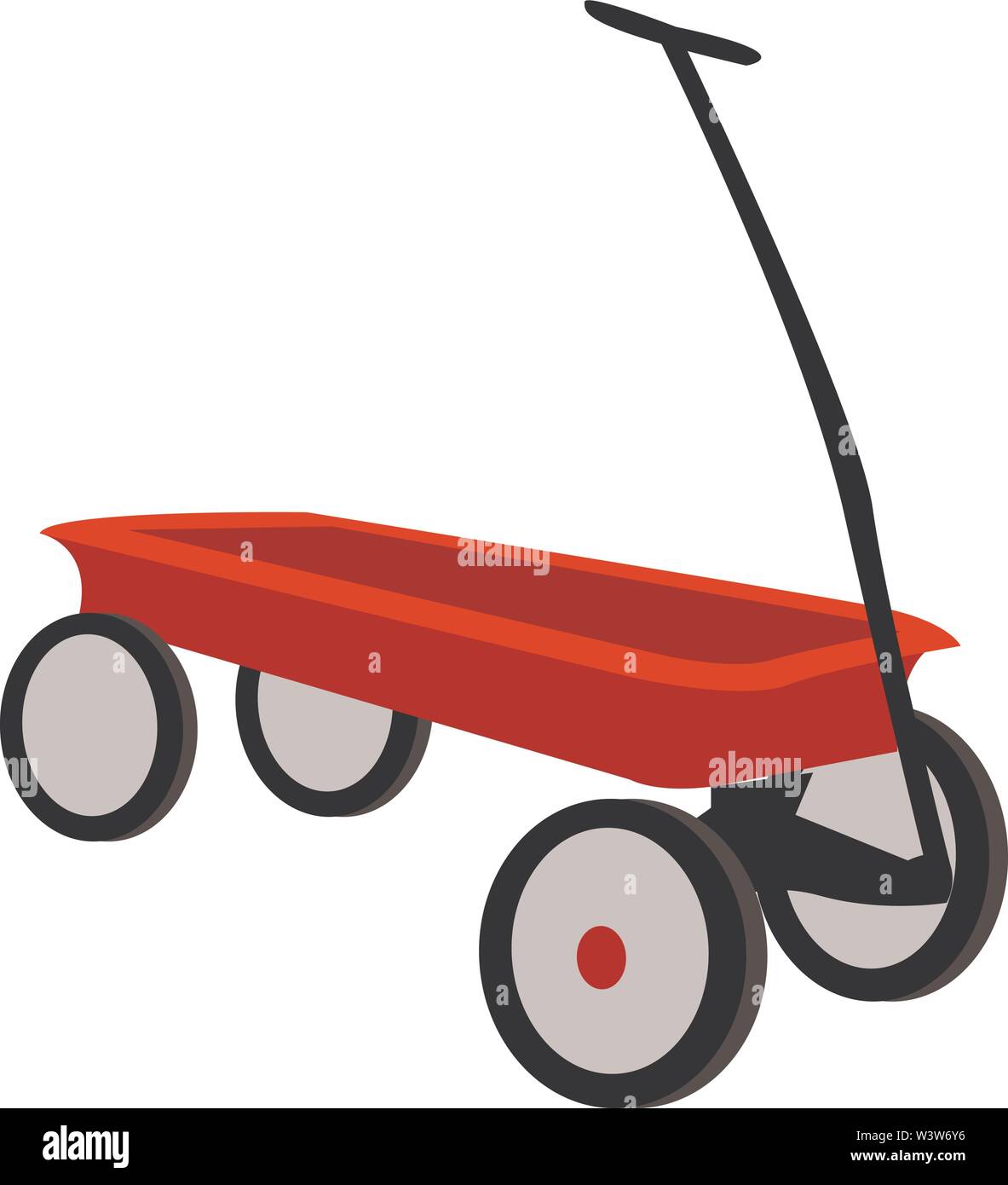 Red little wagon, illustration, vector on white background Stock Vector ...