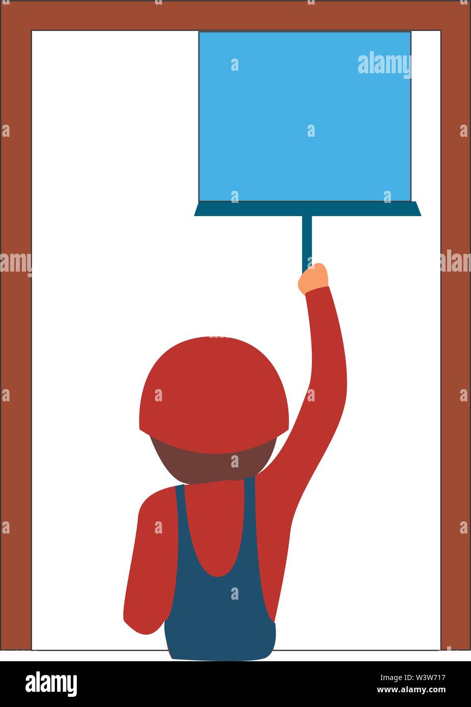 Male worker clean window glass Cut Out Stock Images & Pictures - Alamy