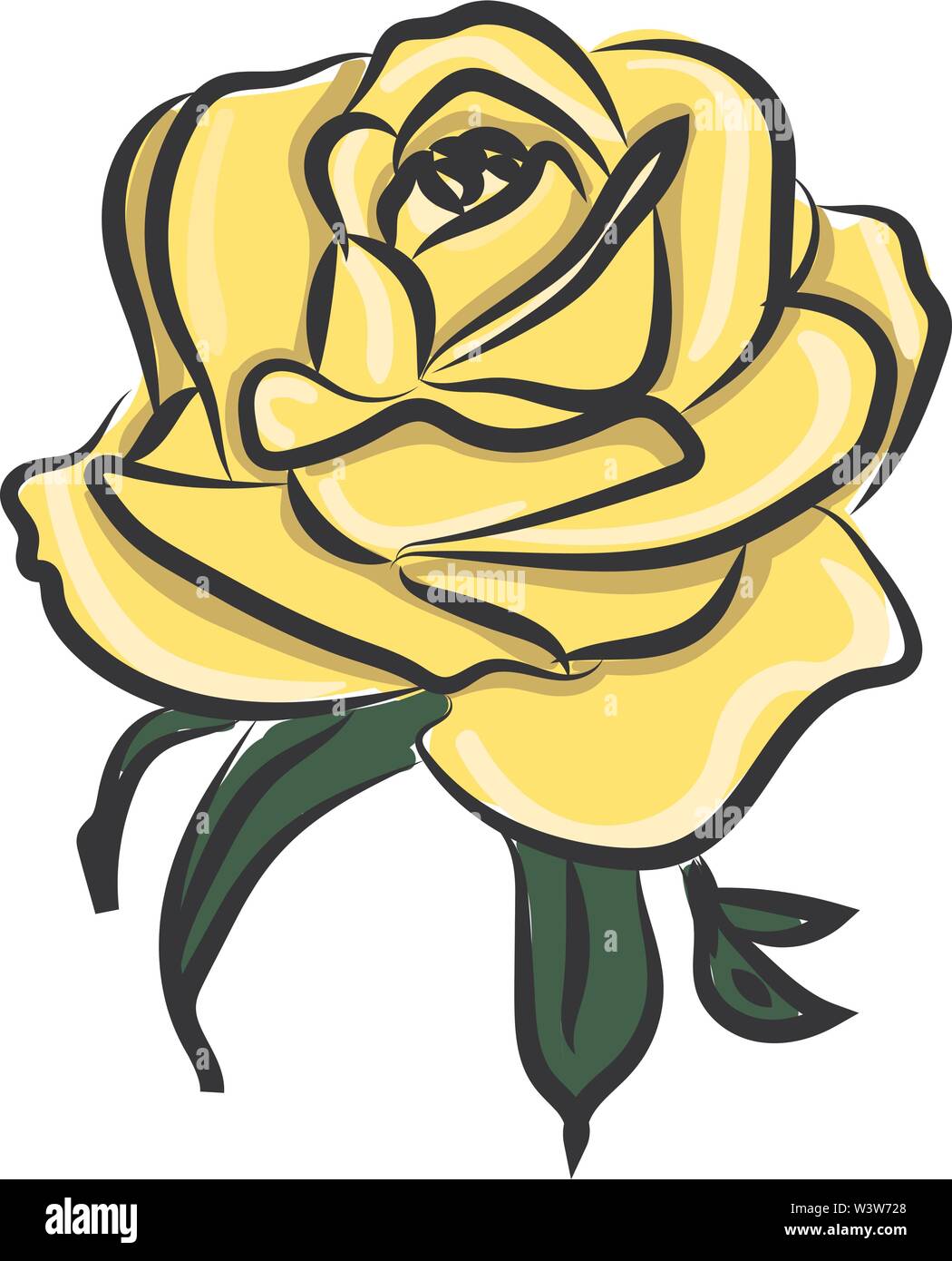 Yellow rose, illustration, vector on white background Stock Vector ...