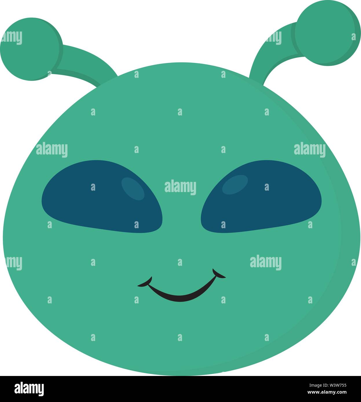 Smiling alien, illustration, vector on white background Stock Vector ...