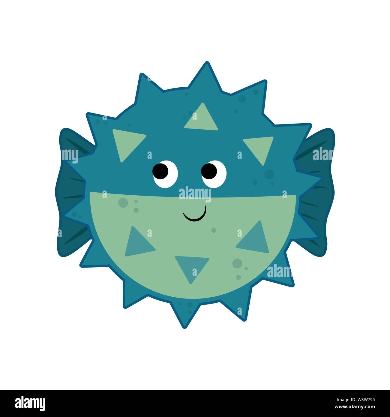 blue globefish isolated on white background. Cute vector illustration ...