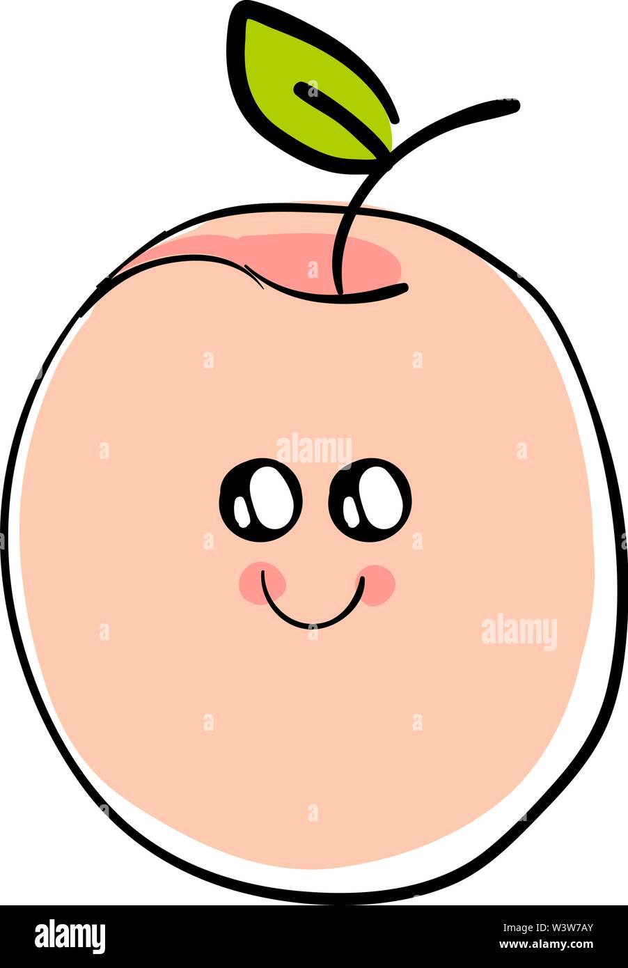 Cute apricot, illustration, vector on white background Stock Vector ...