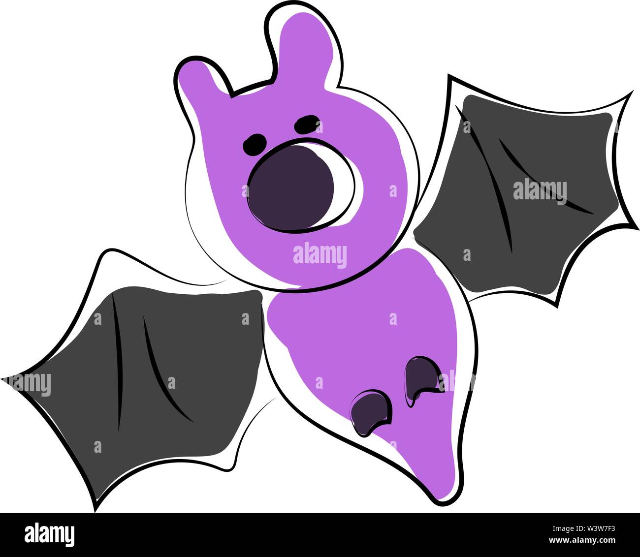 Purple bat, illustration, vector on white background Stock Vector Image ...