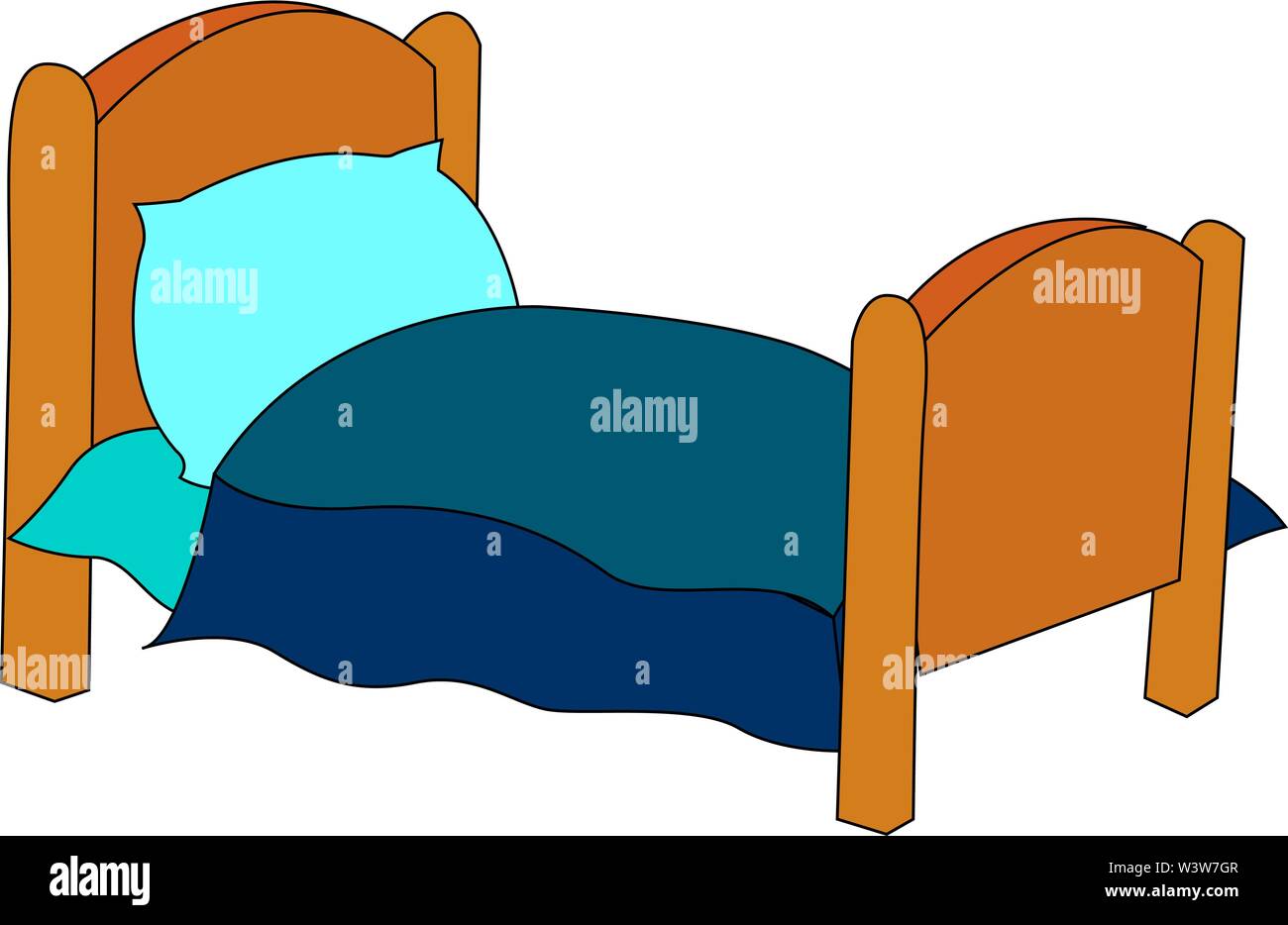 Comfy bed, illustration, vector on white background Stock Vector Image ...