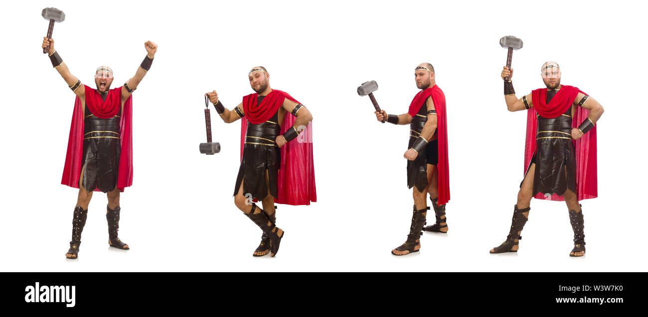 The gladiator with hammer isolated on white Stock Photo - Alamy