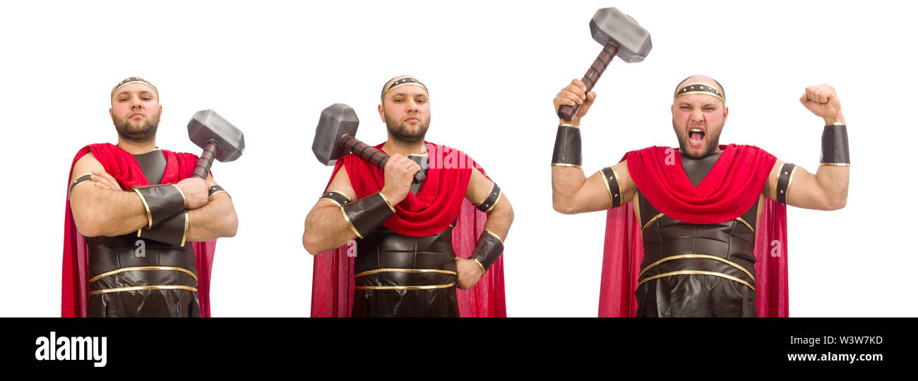 The gladiator with hammer isolated on white Stock Photo - Alamy